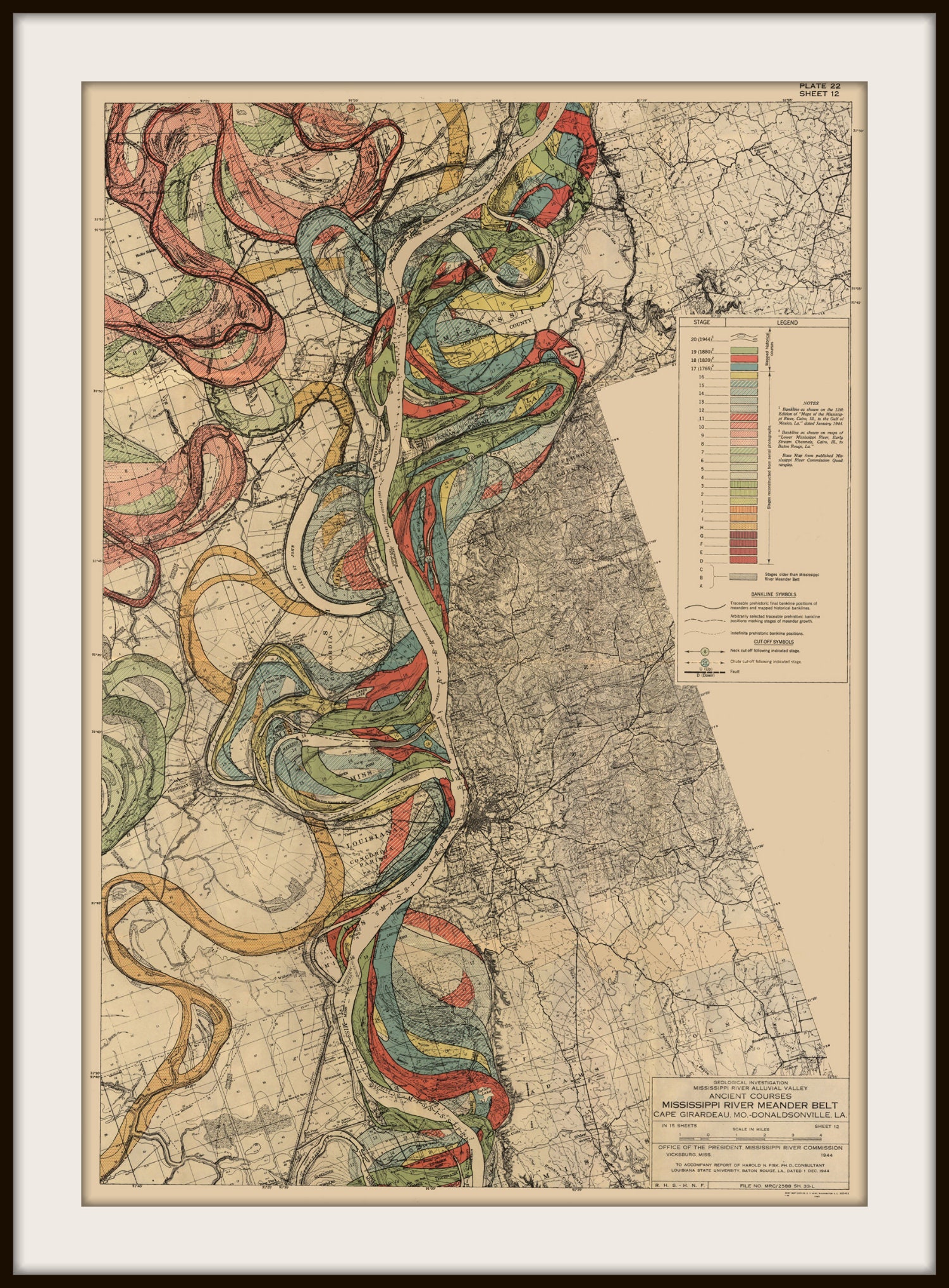 Mississippi River Harold Fisk Map River Meander Mississippi - Etsy Canada