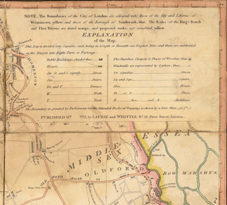 London Map, Map London, London 1813, London Map Print, London Print ...