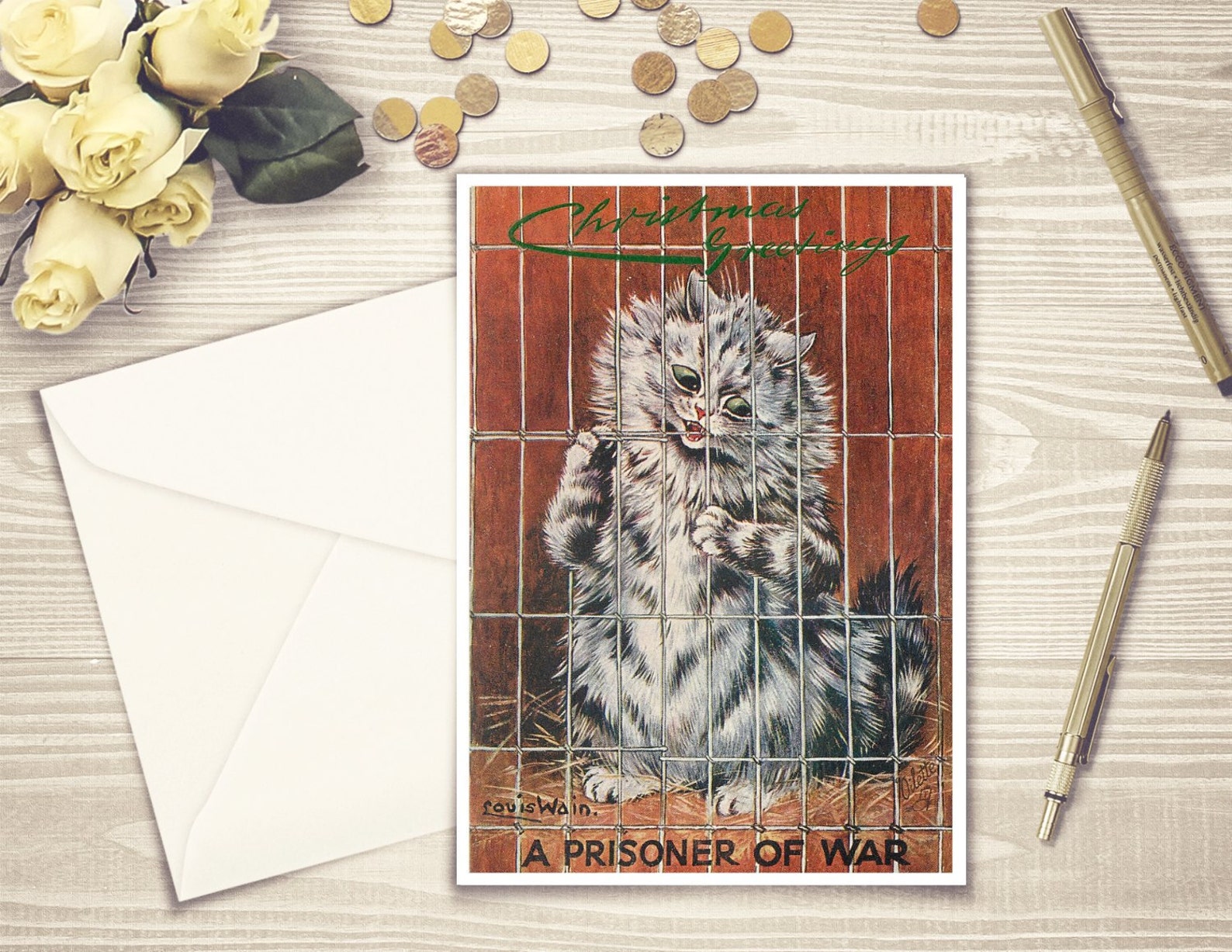 Cat POW Christmas Cat Pow Cat Cat Card Card Cat Cat - Etsy