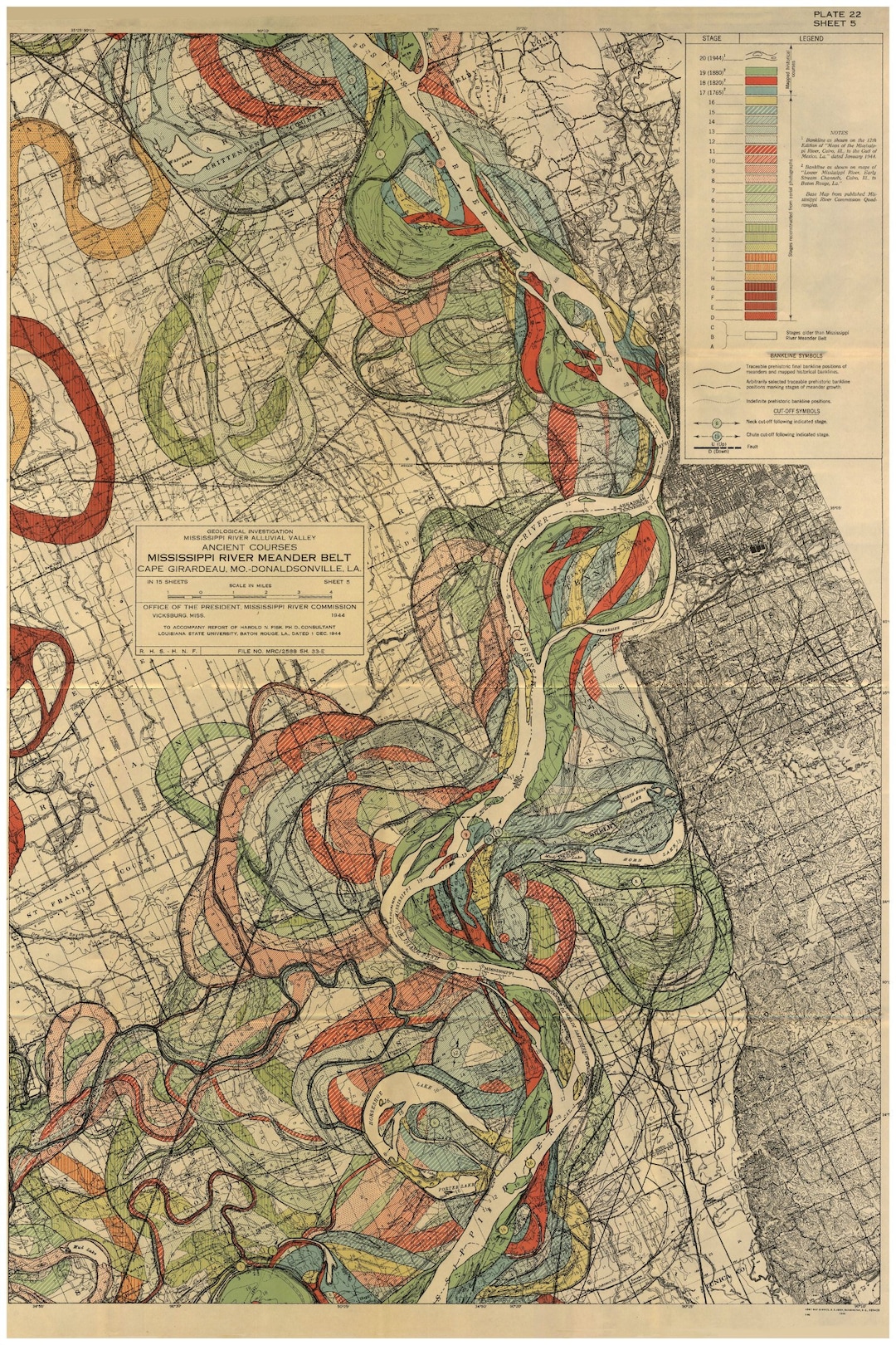 Mississippi River, Memphis Tennessee, Harold Fisk Maps, P22 Sheet 5 ...