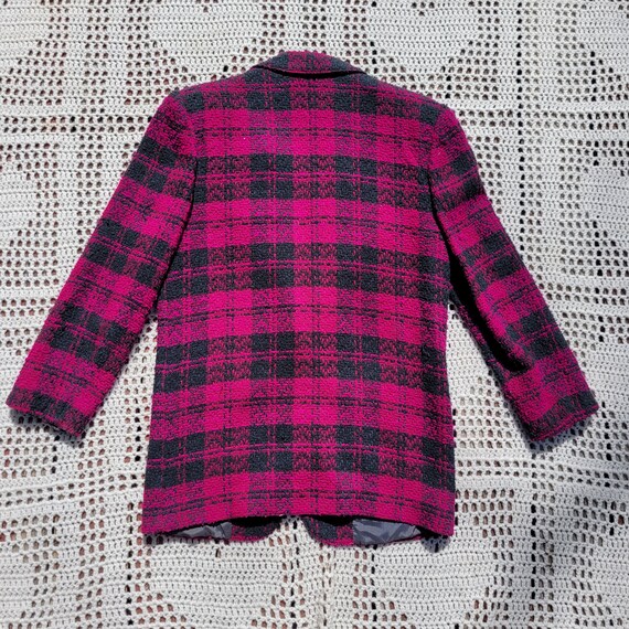 Vintage plaid tweed blazer in hot pink and black, box… - Gem