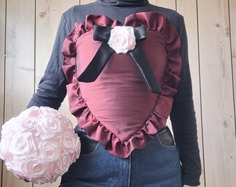 Heart Back Corset Top With Lacing up Pieces and Bra Cups Satin Corset ...