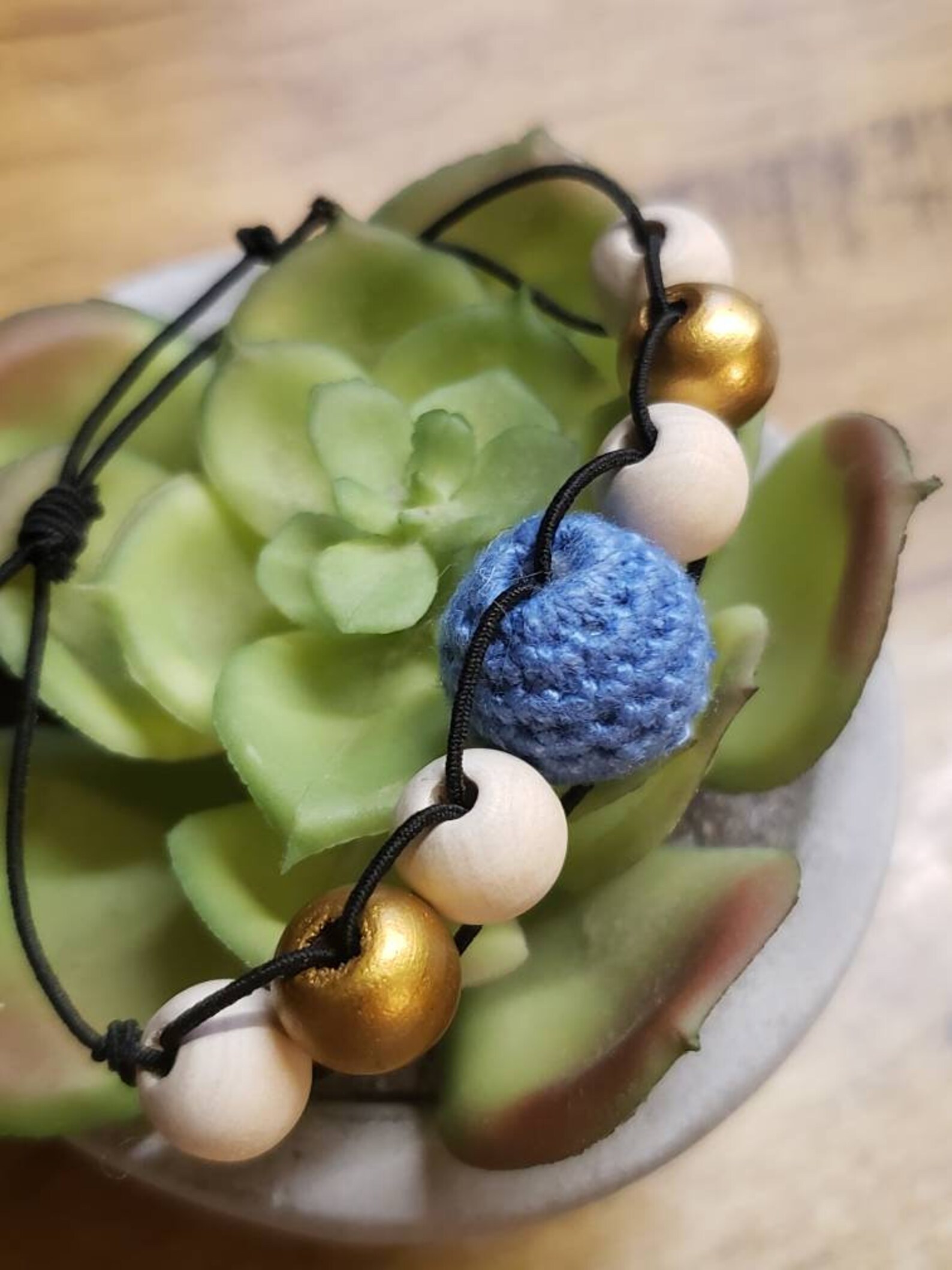 Fidget Bracelet W/ Blue Knit Sensory Bead - Etsy