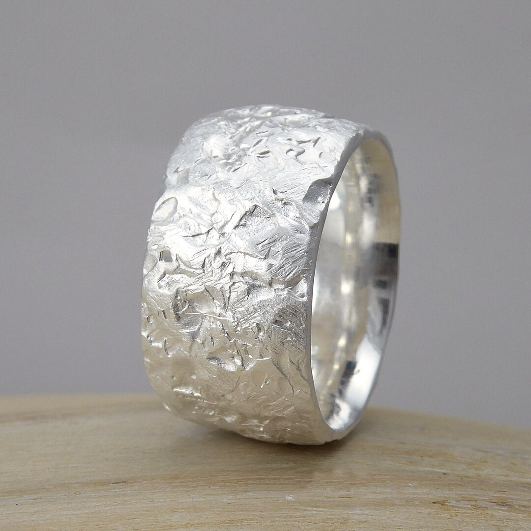 Wide, Textured "wanderer" Ring in Silver, Band Ring With Texture, Extra ...
