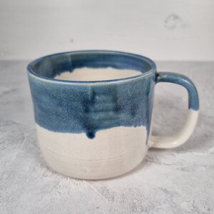Large Coffee Mug, Midnight Blue and White Stoneware Mug With Handle ...