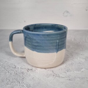 Large Coffee Mug, Midnight Blue and White Stoneware Mug With Handle ...