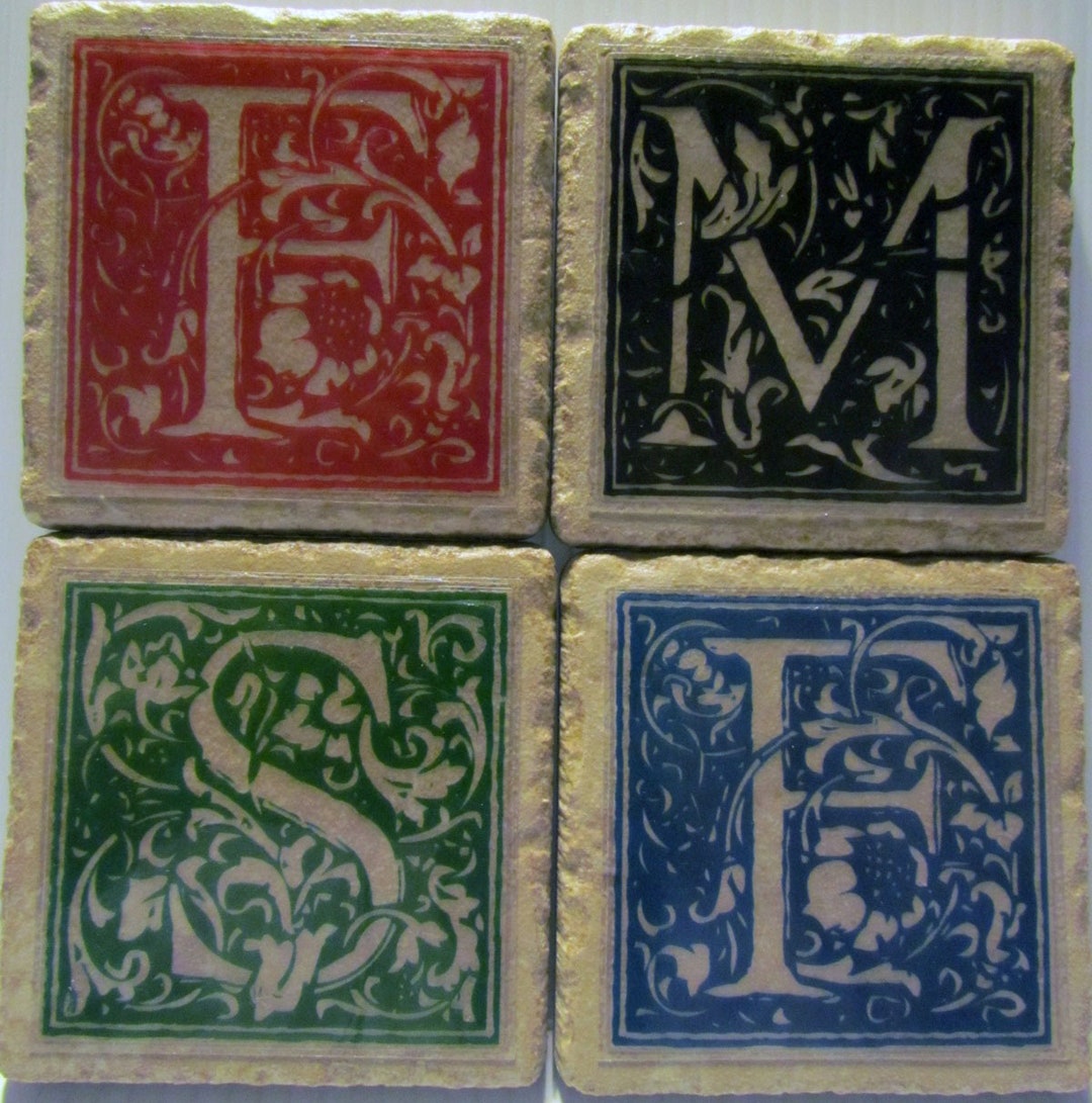 Personalized Coaster Initials Set of 4 buy 2 Sets Get - Etsy