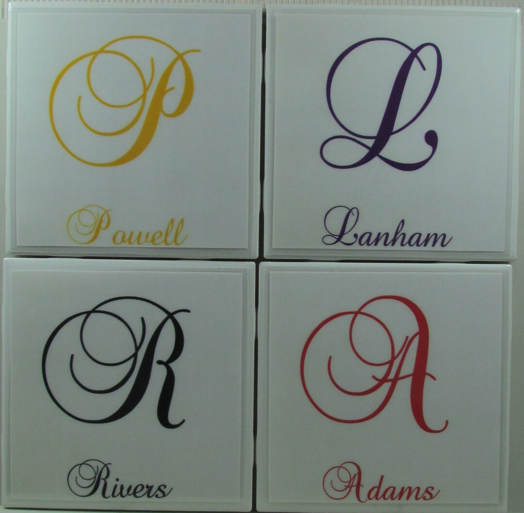Ceramic Tile Coasters Initials Set of 4 buy 2 Sets Get 1 Set Free ...