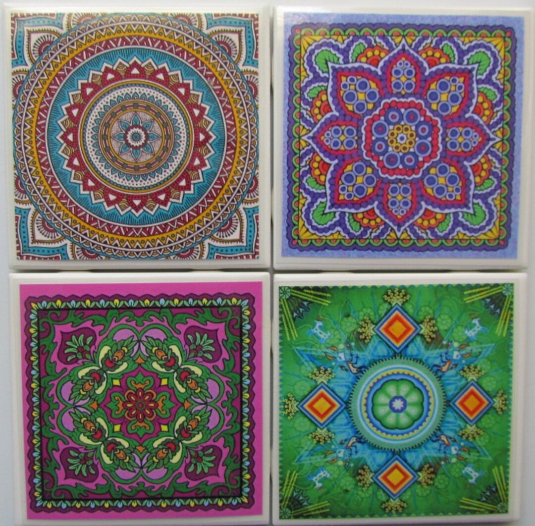 Tile Coaster Ceramic - Mexican Tile - (set of 4 ) (buy 2 Sets - Get 1 ...