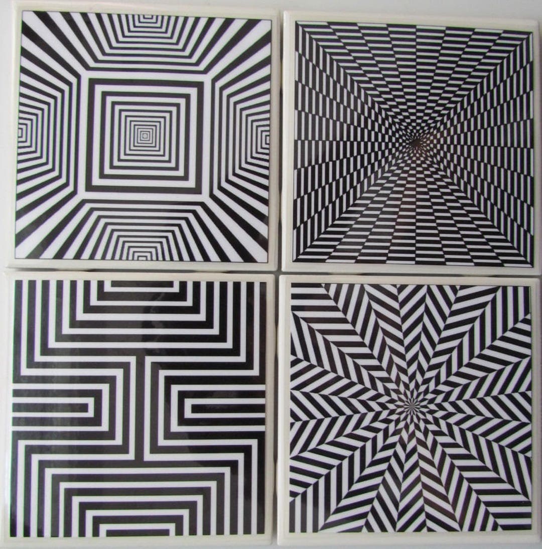 Tile Coasters - Illusion - Set of 4 - (buy 2 Sets - Get 1 Set Free ...