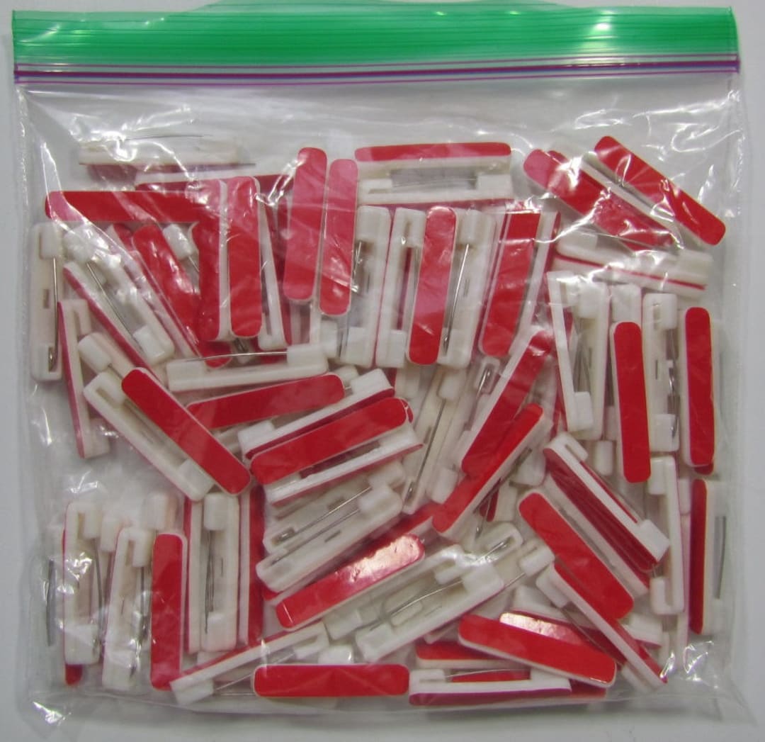 1000 Count - 1.5 Inch White Plastic Safety Pin Back W/ Adhesive - Bar ...