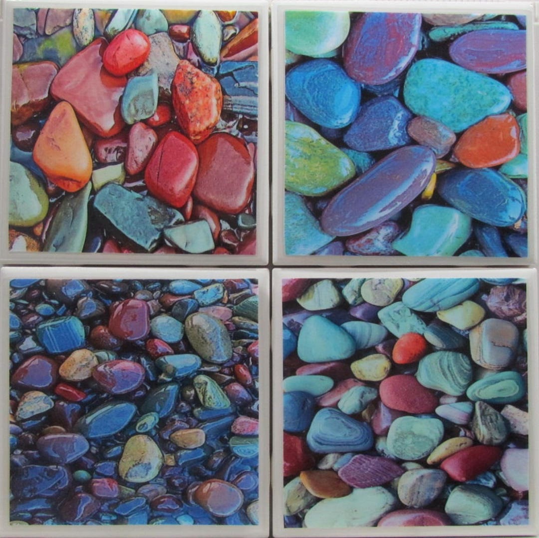 Tile Coasters Ceramic Rocks Set of 4 buy 2 Sets Get 1 Set Free Coaster ...