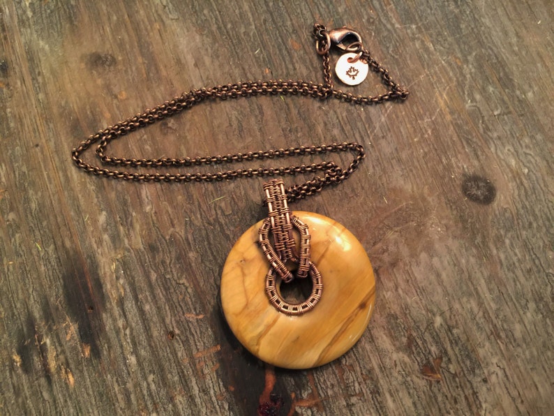 Copper Wire Weave Bail With Yellow Ocher Jasper Donut Necklace - Etsy