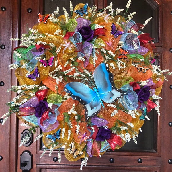 Spring Mesh Wreath - Etsy