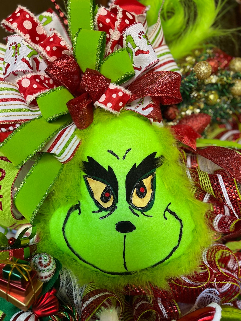 Grinch Christmas Swag for Front Door, Holiday Elf Decor - Etsy