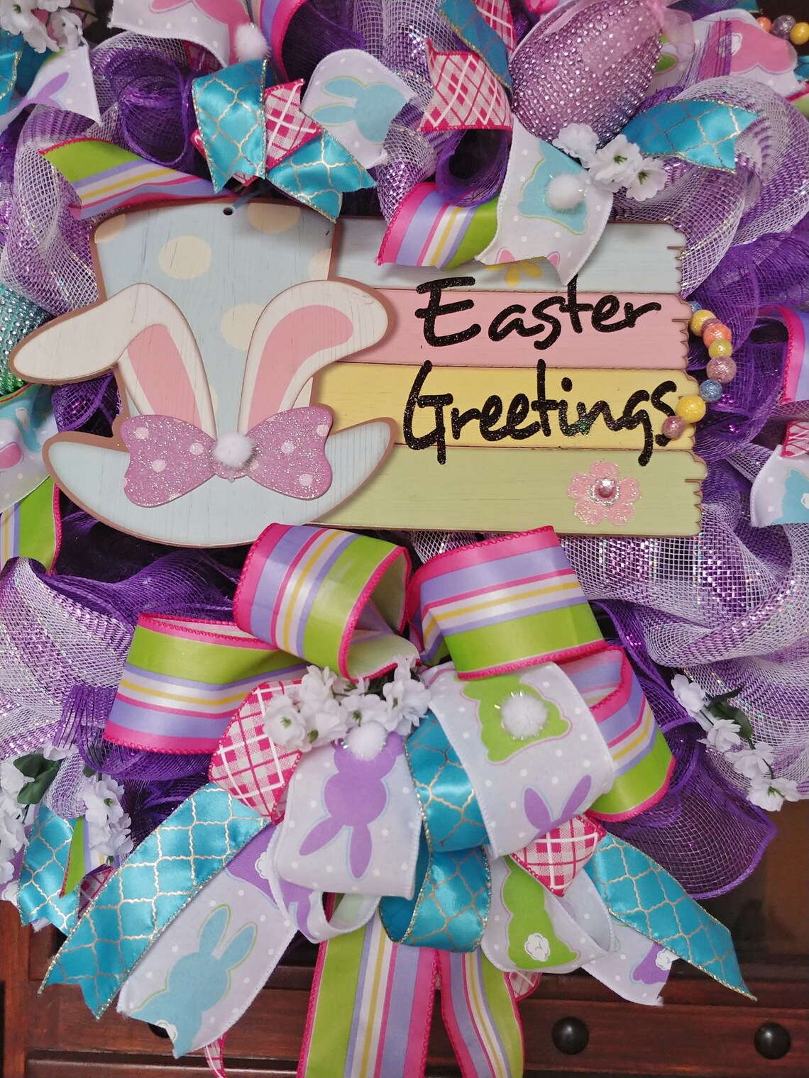 Spring Mesh Wreath, Easter Mesh Wreath,bunny Bottom Wreath, Front Door ...
