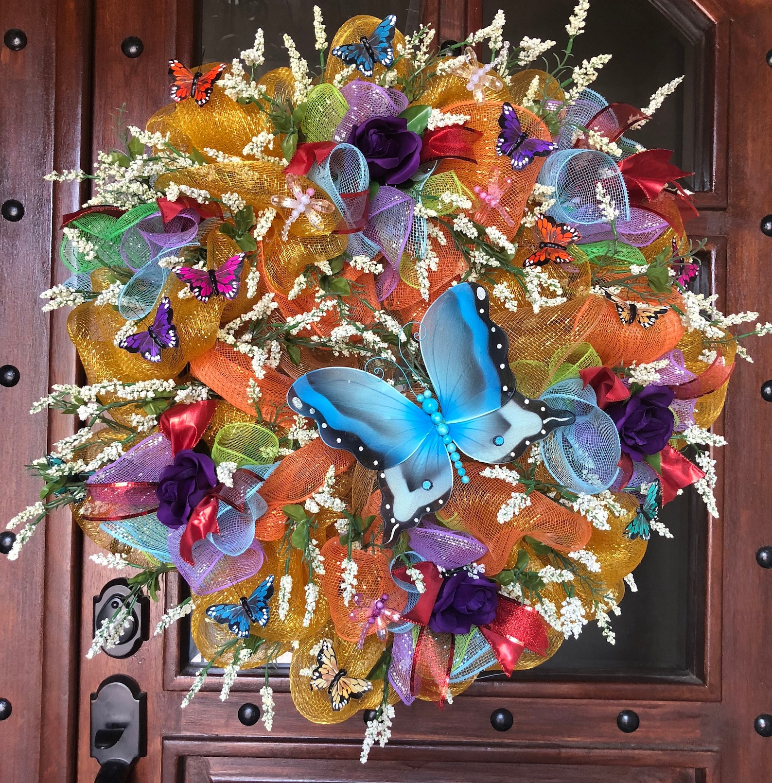 Spring Mesh Wreath, Summer Mesh Wreath, Butterfly Wreath, Everyday Mesh ...