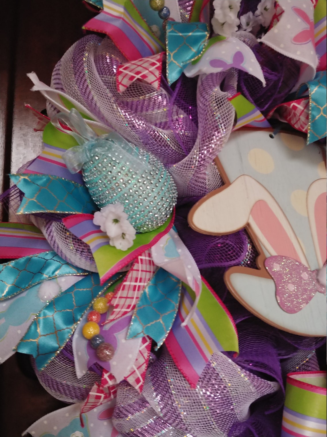 Spring Mesh Wreath, Easter Mesh Wreath,bunny Bottom Wreath, Front Door ...