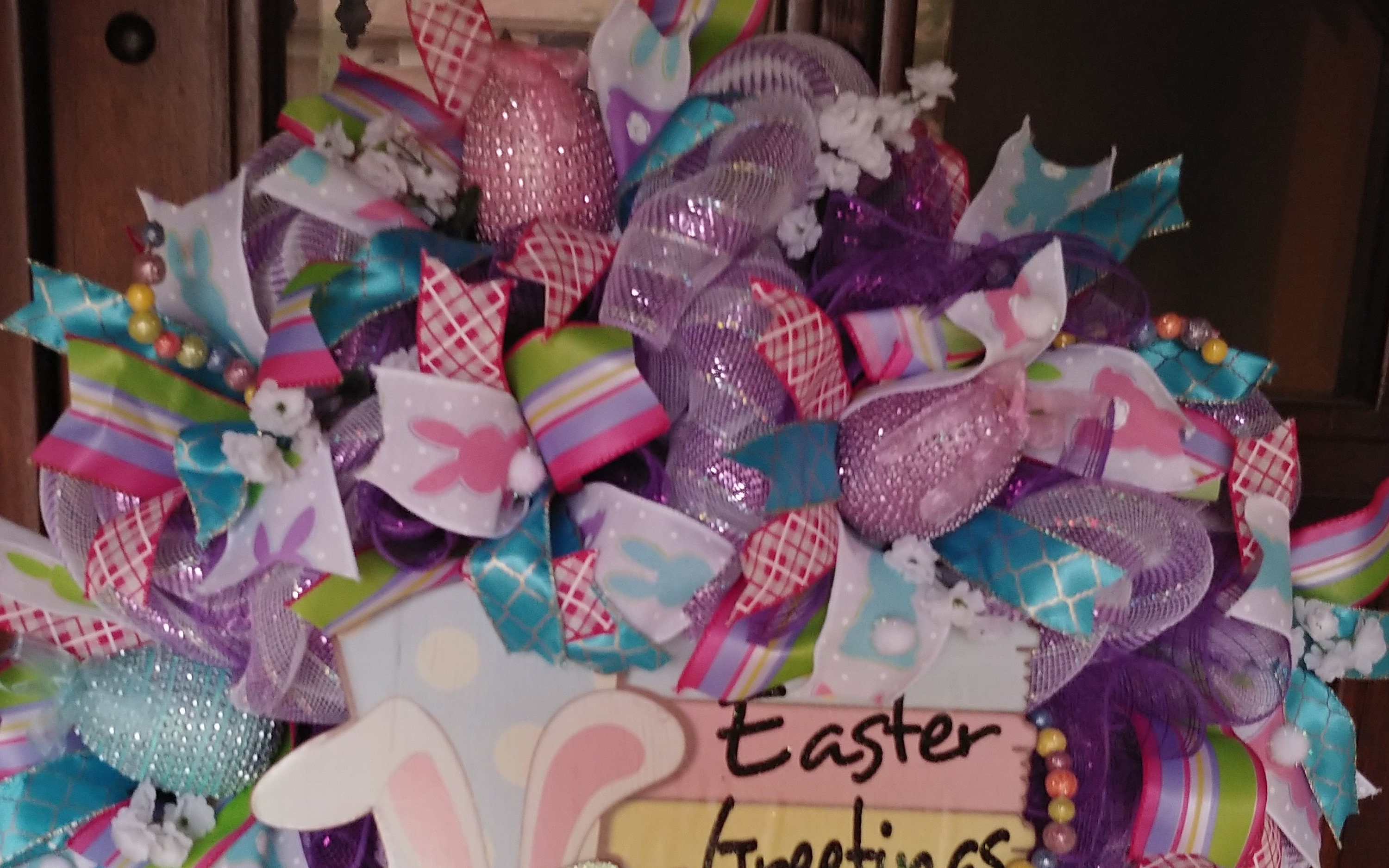 Spring Mesh Wreath Easter Mesh Wreathbunny Bottom Wreath | Etsy