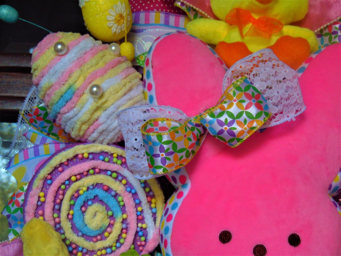 Large Easter Bunny Peep Swag For Doors Easter Swag Front | Etsy