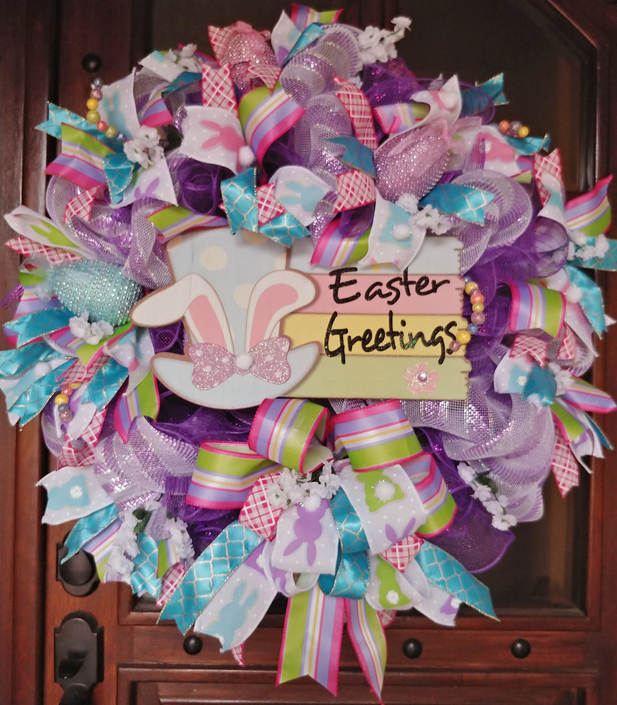 Spring Mesh Wreath Easter Mesh Wreathbunny Bottom Wreath | Etsy