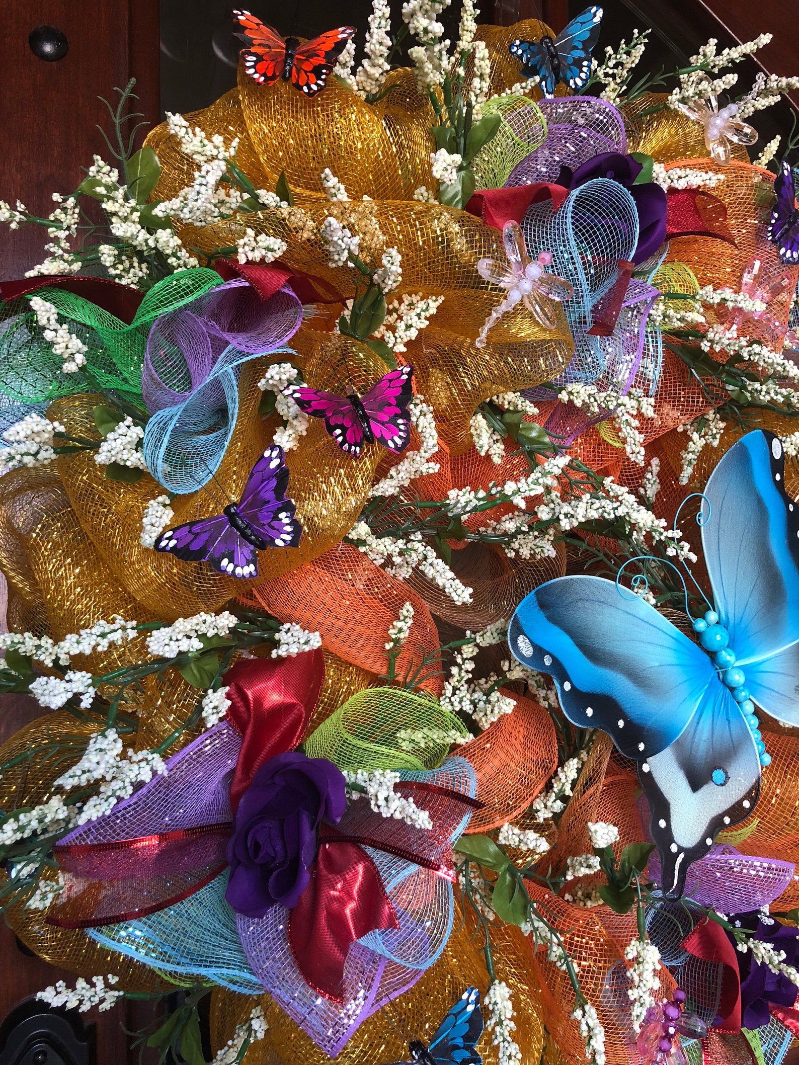 Spring Mesh Wreath, Summer Mesh Wreath, Butterfly Wreath, Everyday Mesh ...