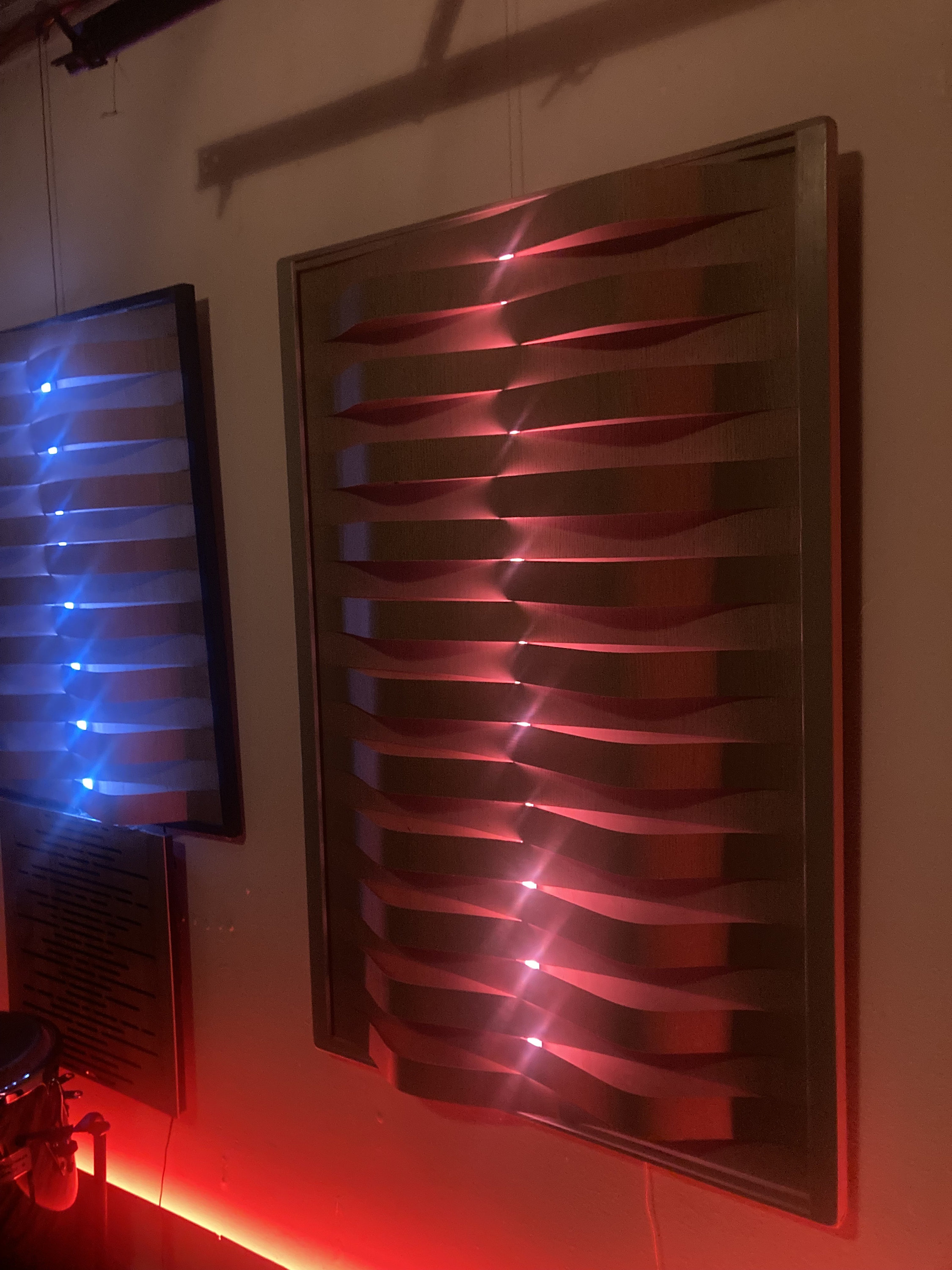 White Oak Acoustic Treatment Art Sound Diffuser With Led Backlighting ...