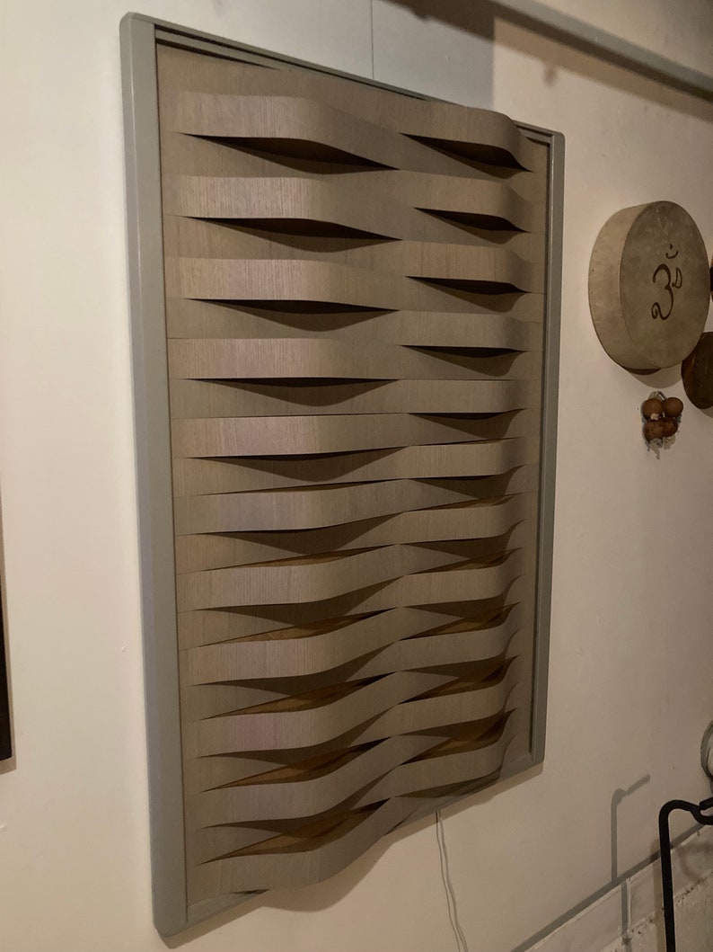 White Oak Acoustic Treatment Art Sound Diffuser With Led Backlighting ...