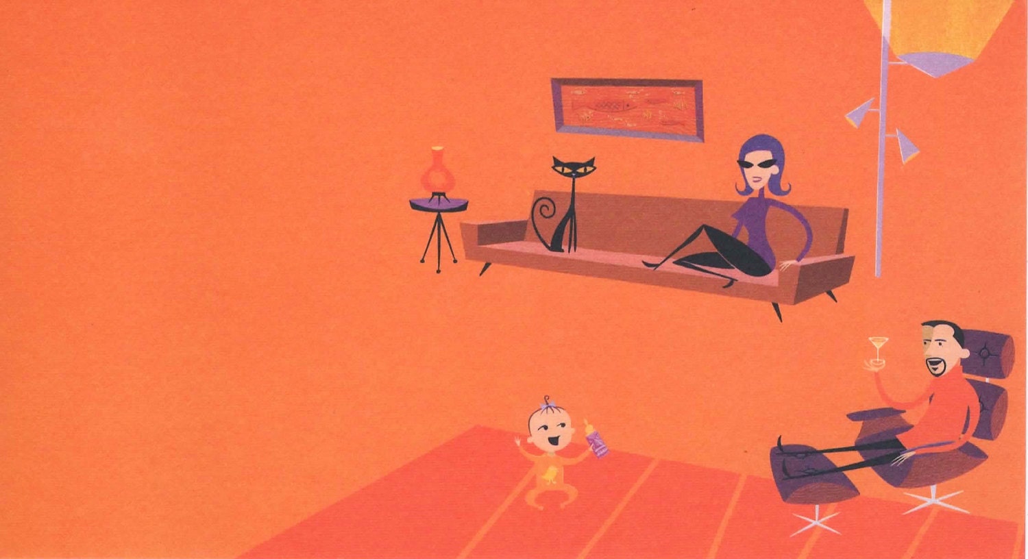 SHAG Josh Agle Stationery ORANGE ROOM Mid Century Modern | Etsy