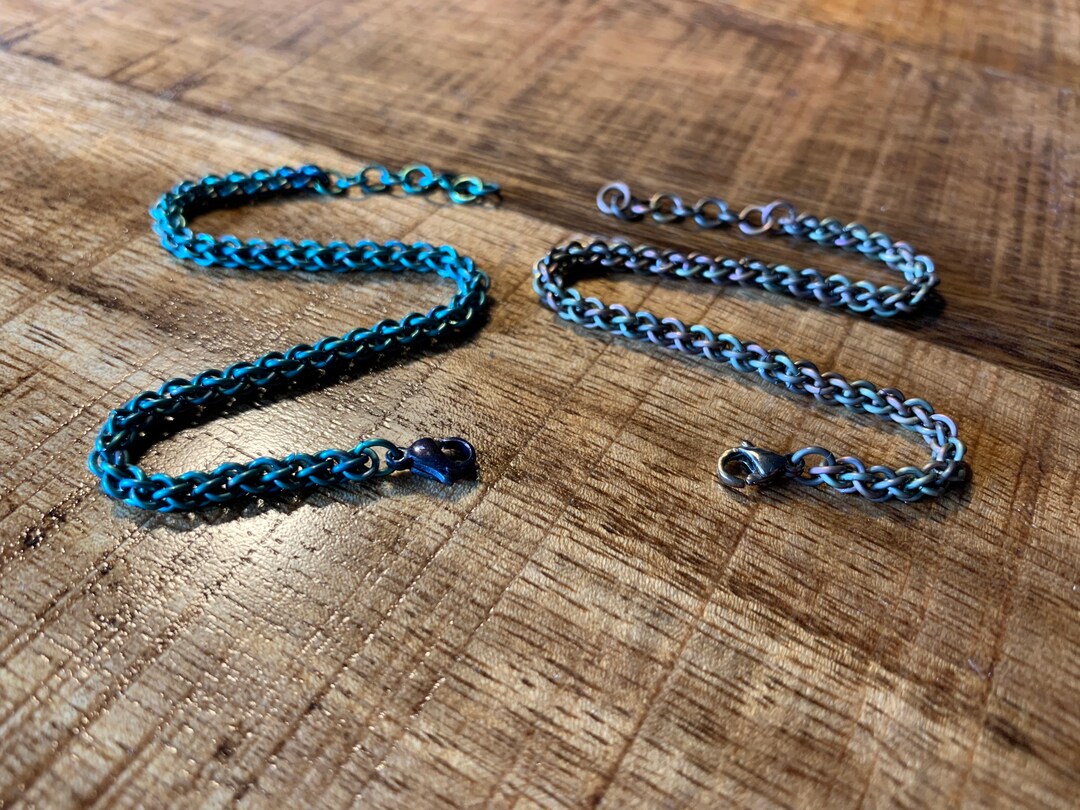Anodized Titanium Chain Bracelet - Etsy