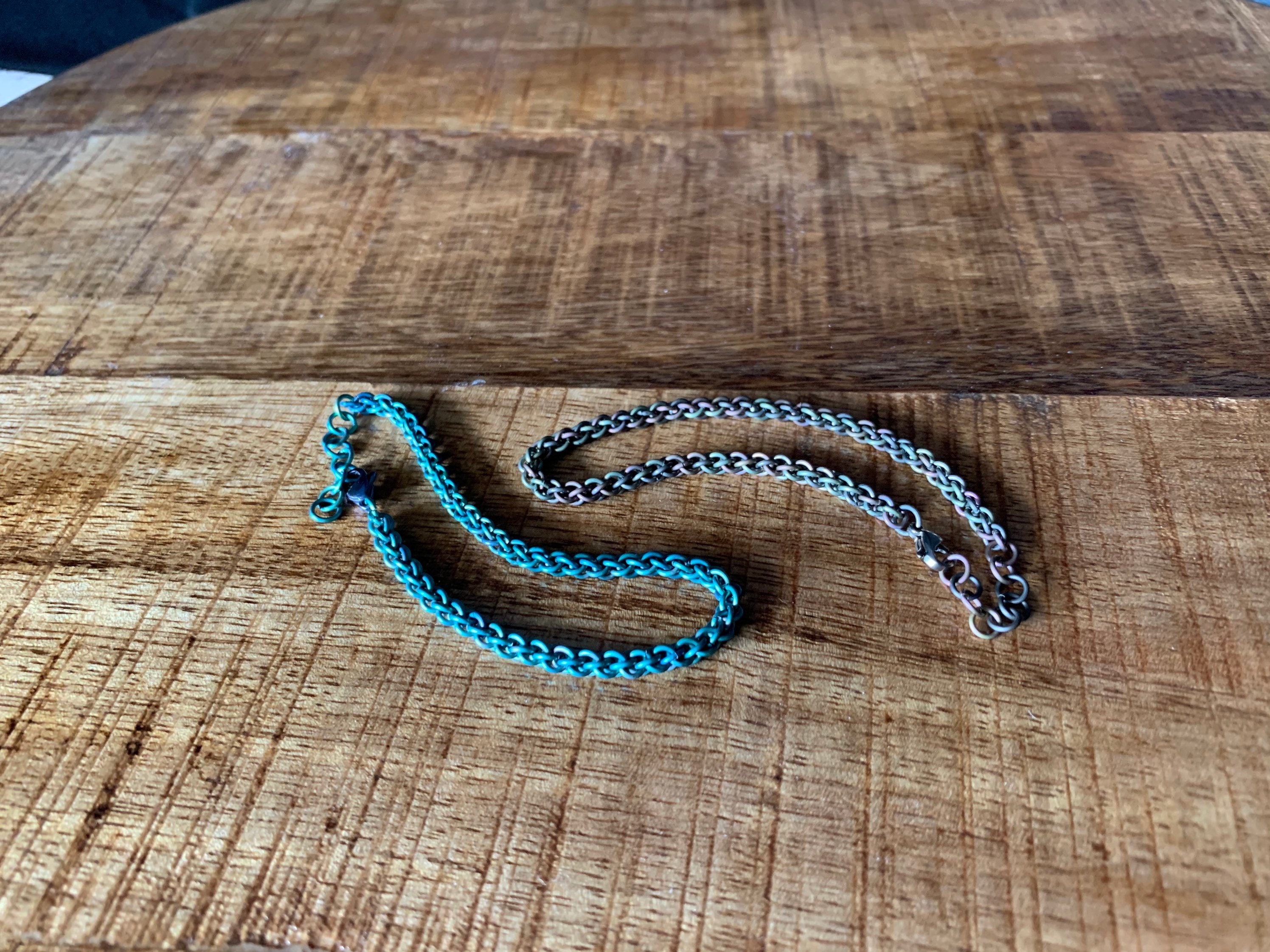 Anodized Titanium Chain Bracelet | Etsy