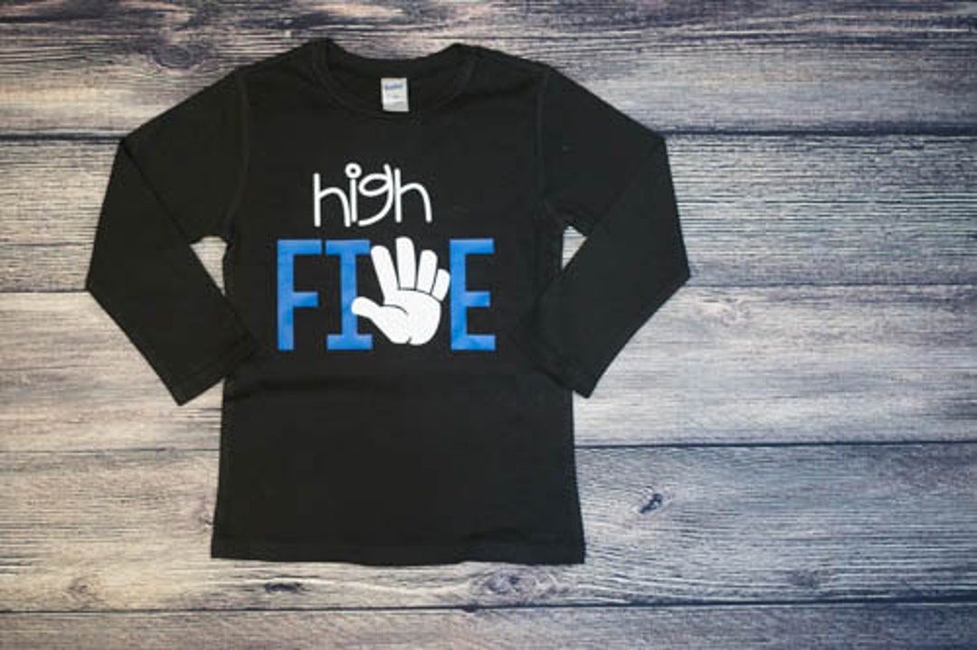 High Five Birthday Shirt 5th Birthday Tee FIVE Shirt Birthday Party Tee ...