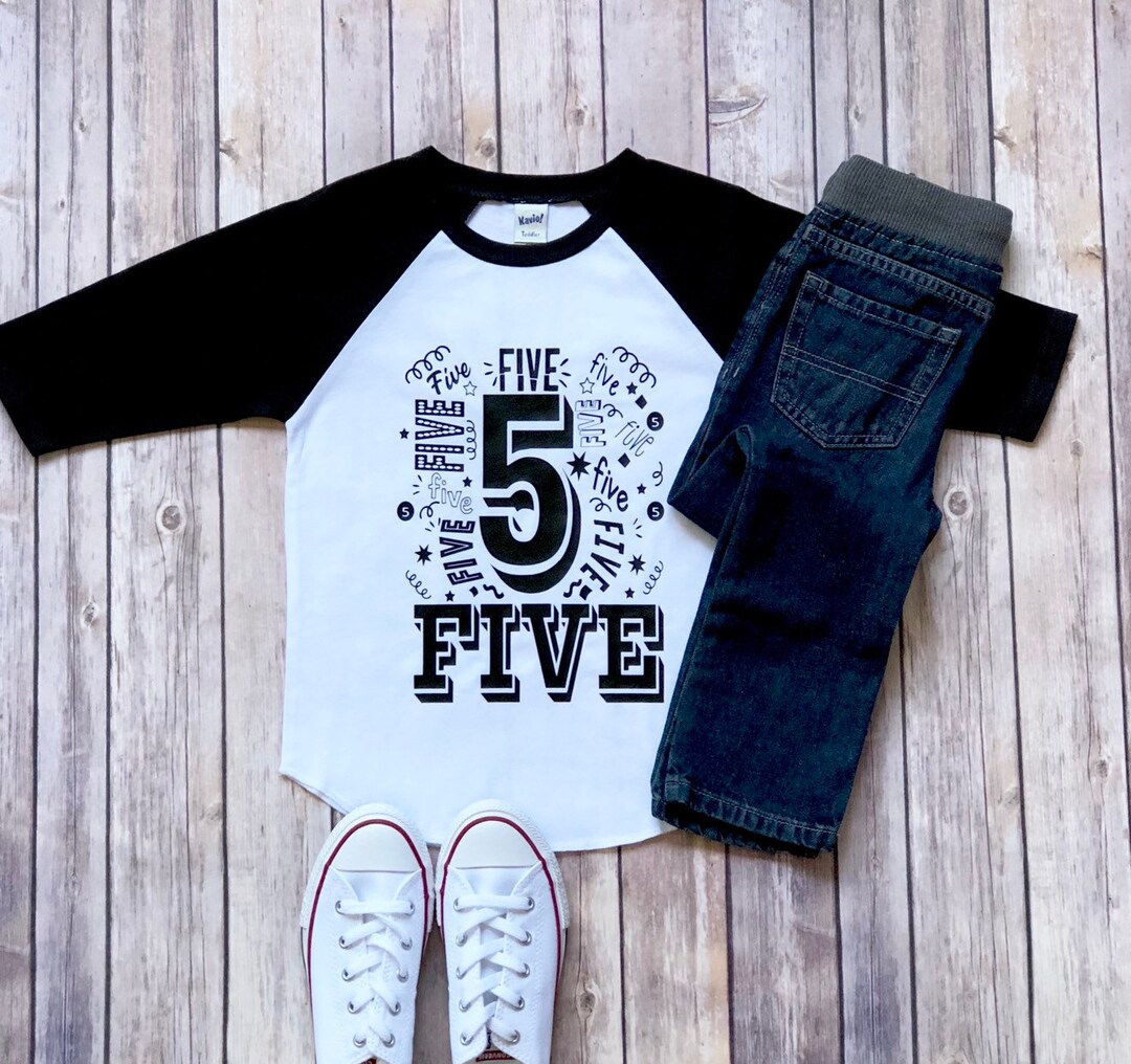 FIVE Birthday Raglan | Raglan Tee for Boys | FIVE Shirt | Birthday ...