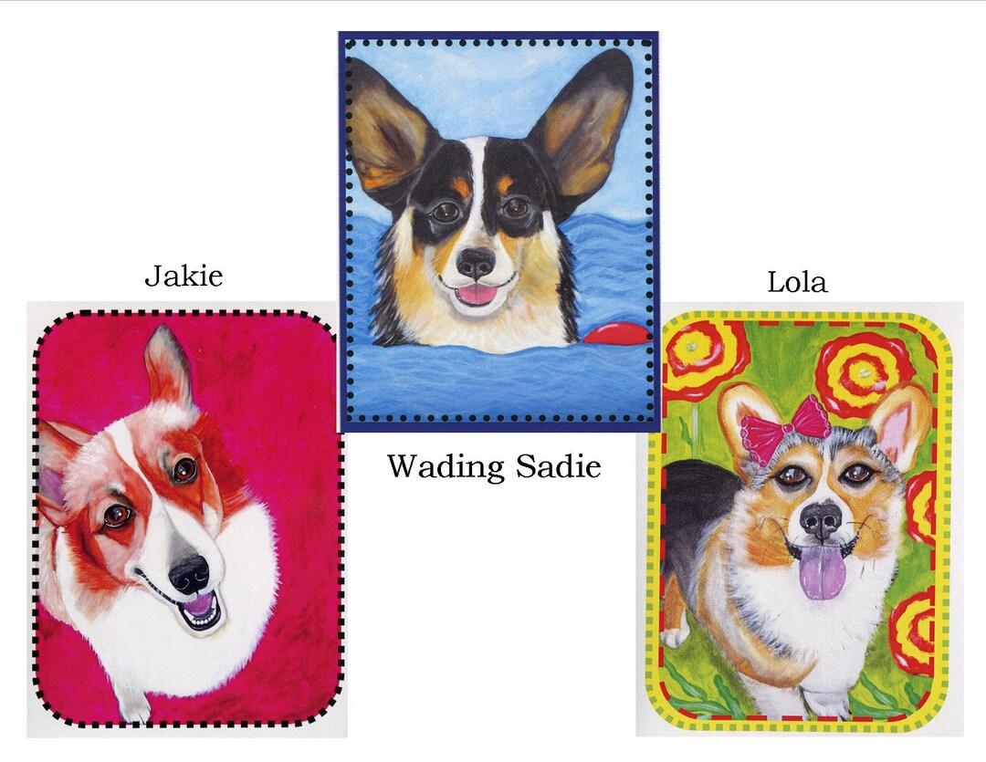Set of 6 Cavalier Corgi Dog Blank Note Greeting Cards Packed in Acrylic ...