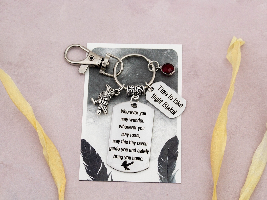 Personalised Raven Keychain, Raven Gifts, Safe Travels Keyring, Gothic ...
