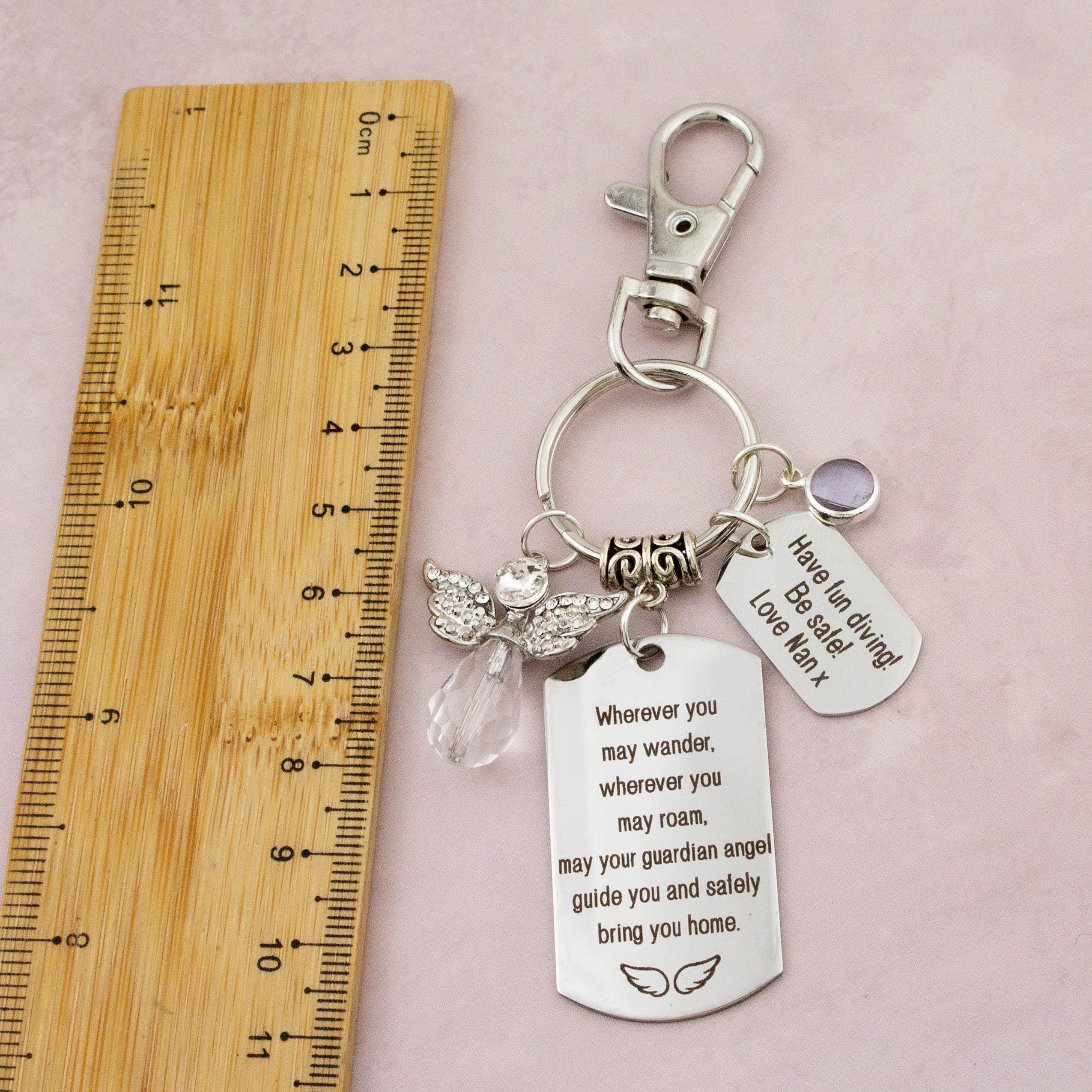 Guardian Angel Keyring, Travel Keychain, Safe Travels Gift, New Driver ...