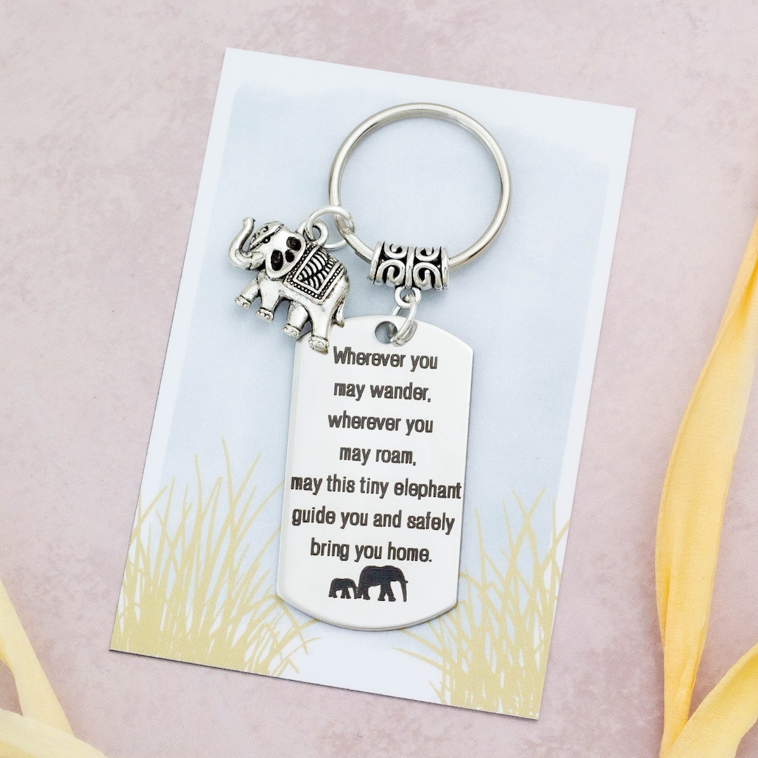 Travel Elephant Keyring, Good Luck on Your Journey, Lucky Elephant ...