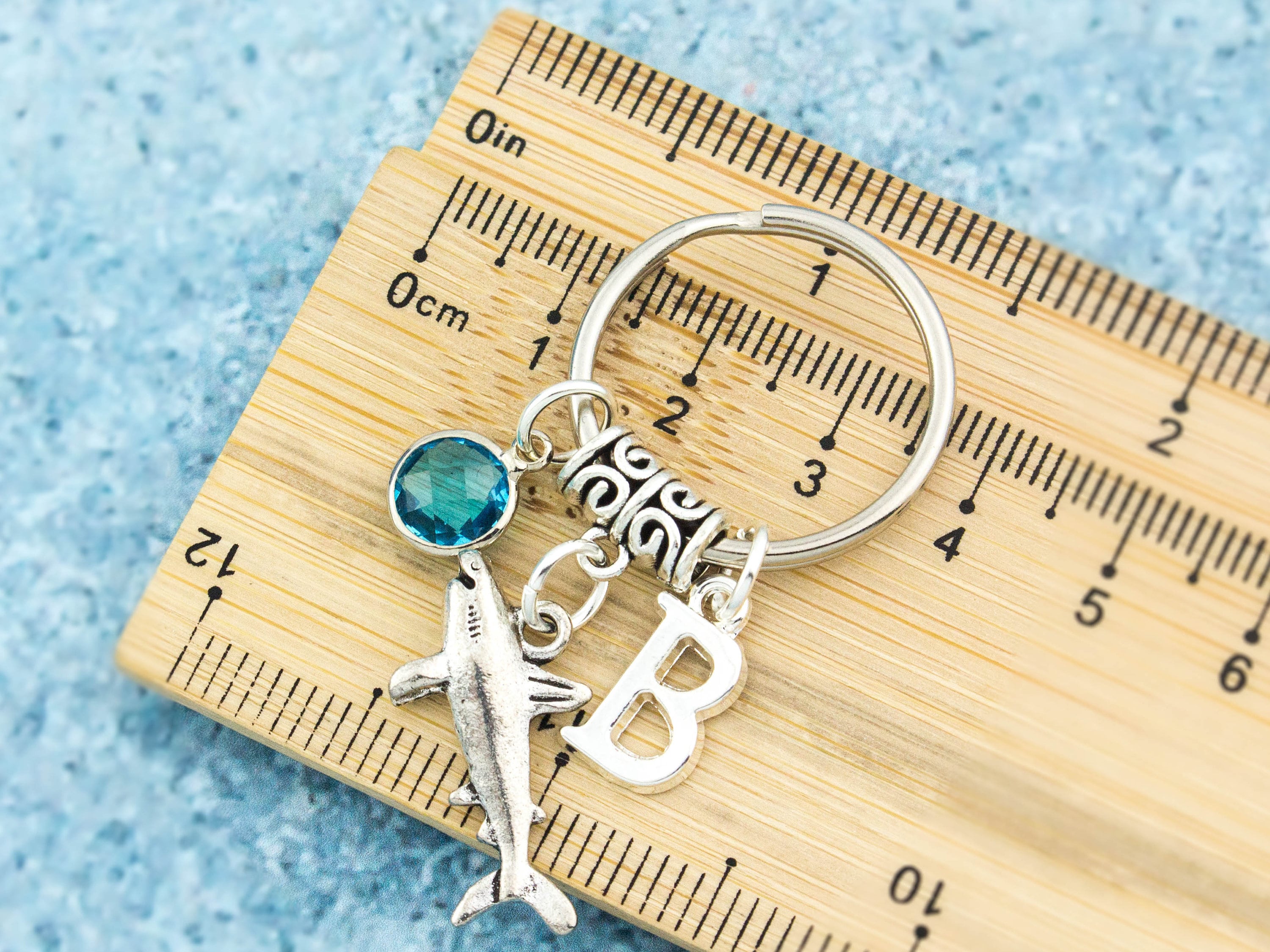 Shark Keyring Personalised Gift Great White Keychain Marine - Etsy