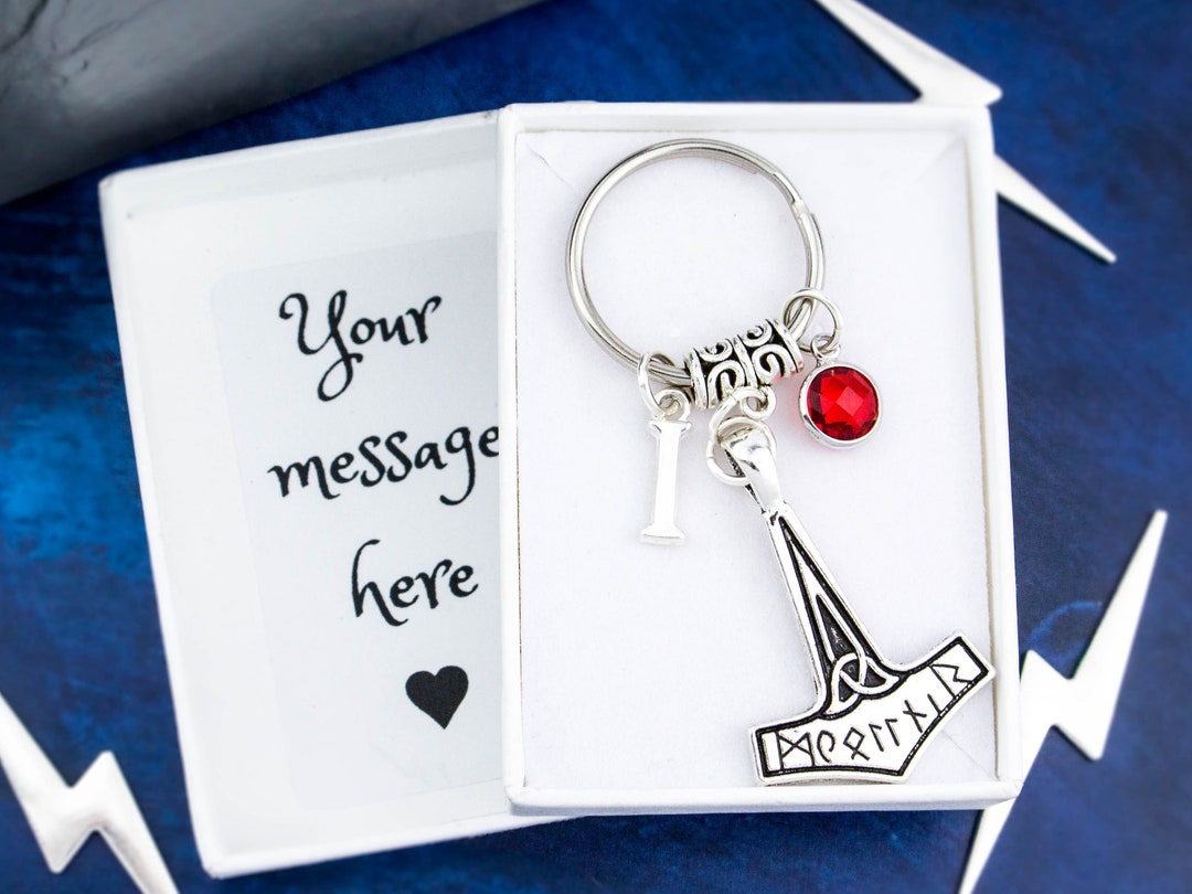 Mjolnir Keyring, Personalised Gift, Viking Keychain, Norse Mythology ...