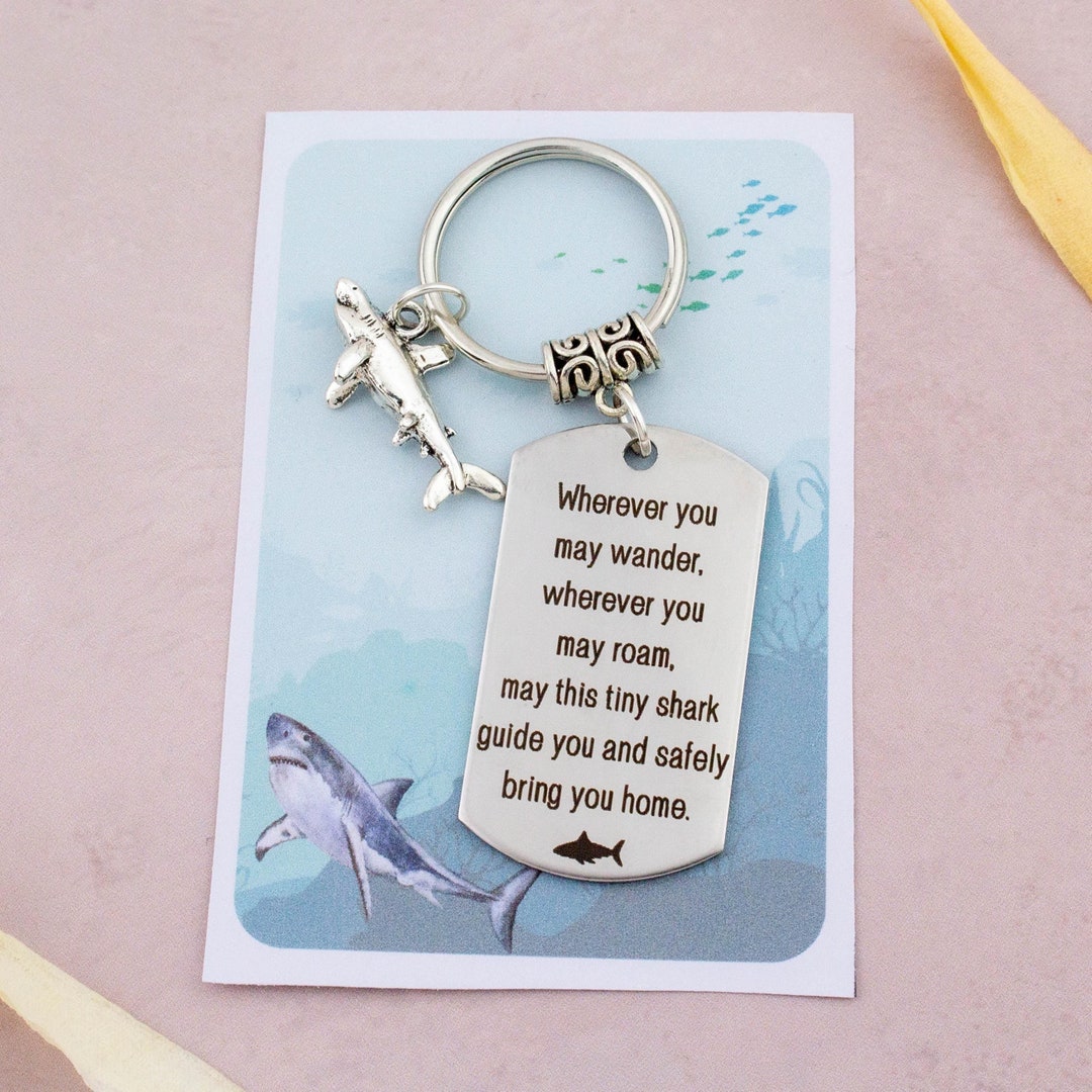 Shark Keyring, Safe Travels Gift, Diving Keychain, Diver Gifts, Great ...