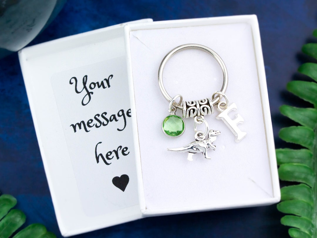 Dinosaur Keyring, Personalised Dinosaur Keychain, Mens Womens Dino ...