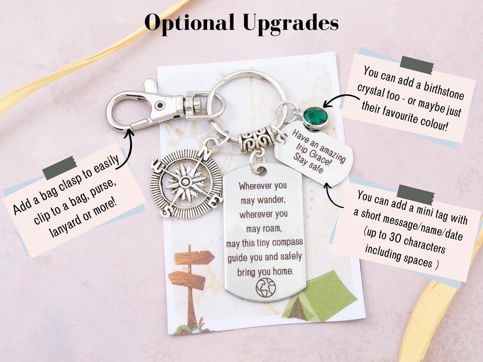 Compass Keychain, Travel Safe Journey Gift, Graduation Keyring - Etsy