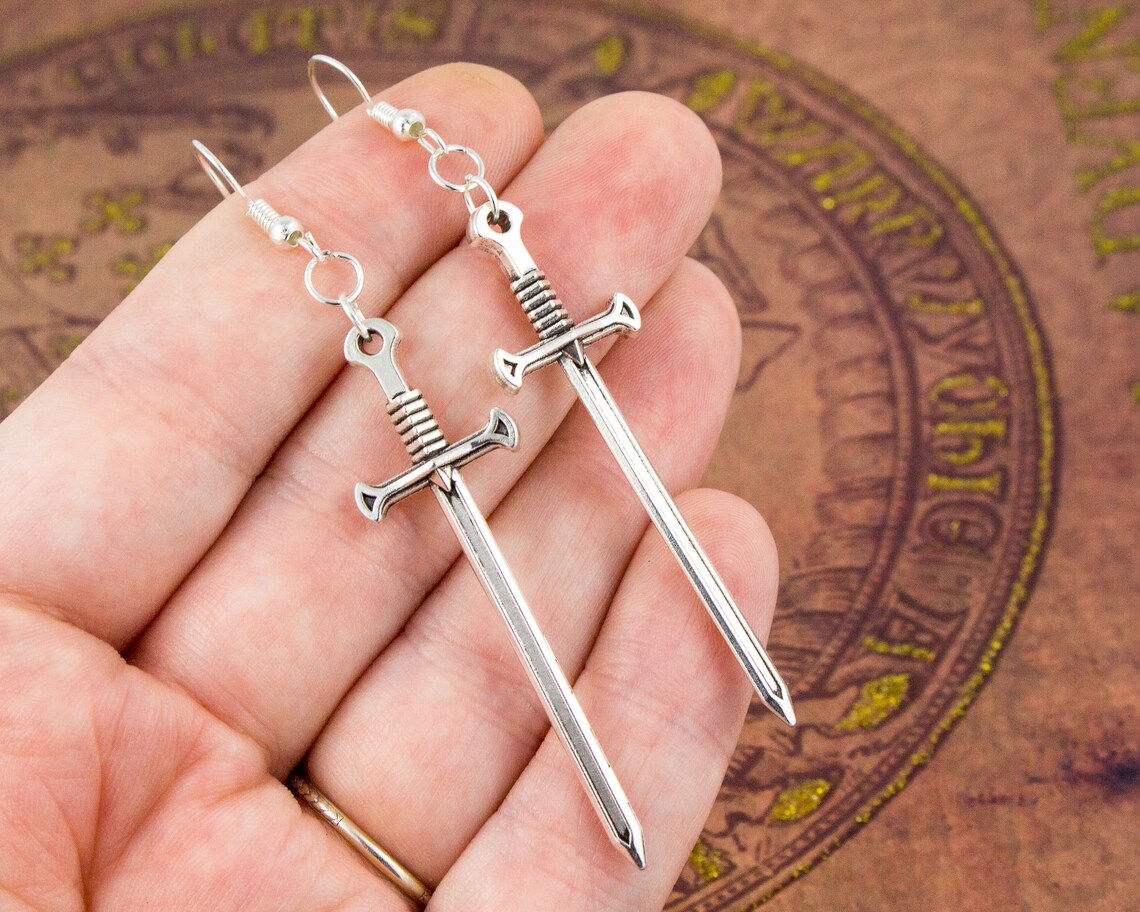 Sword Earrings Gothic Earrings Sword Jewellery Goth - Etsy