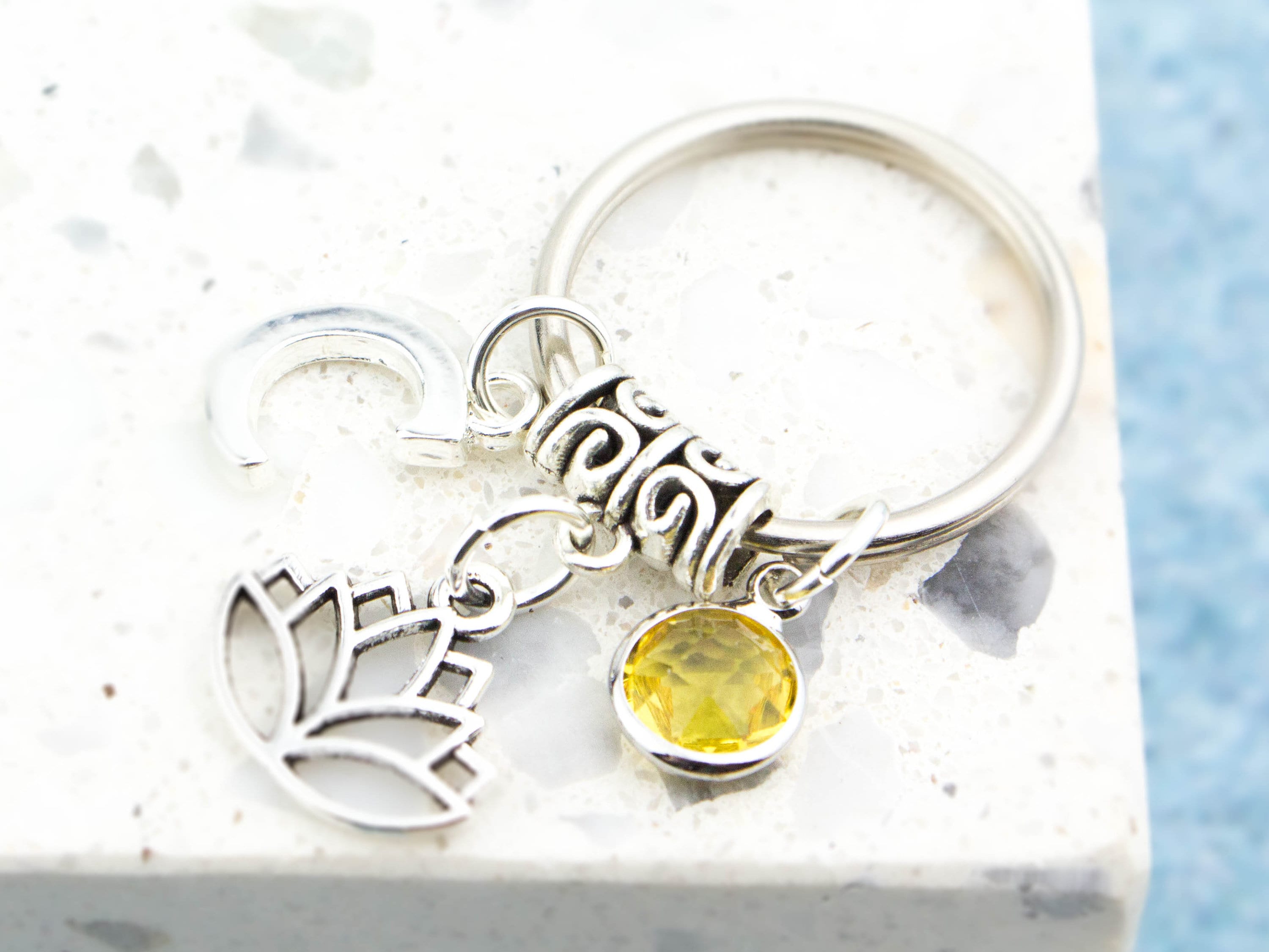 Lotus Flower Keyring Personalised Gift Buddhism Keychain | Etsy