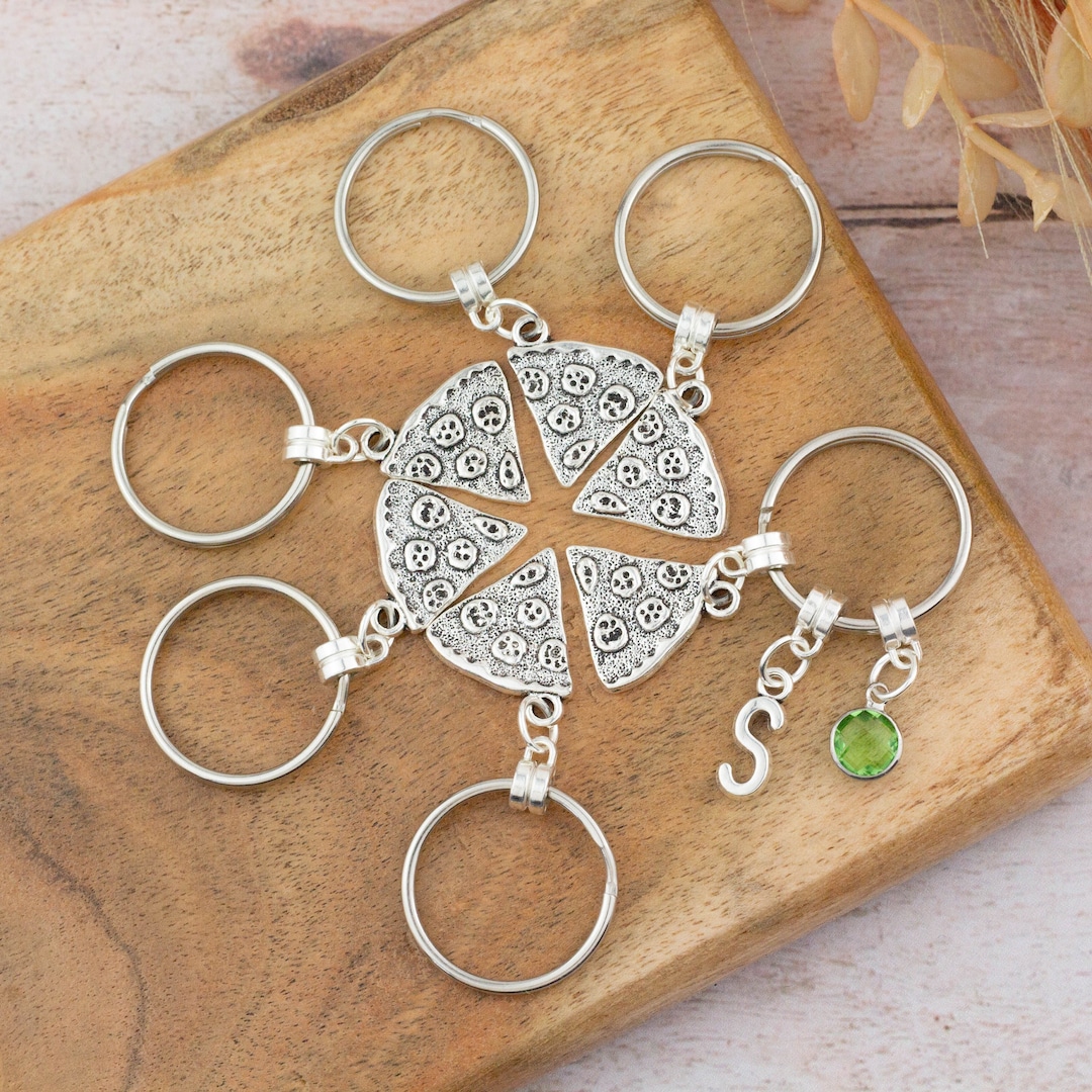 Whole Pizza Keyring Set, 6 Slices Included, Pizza Friendship Gifts ...