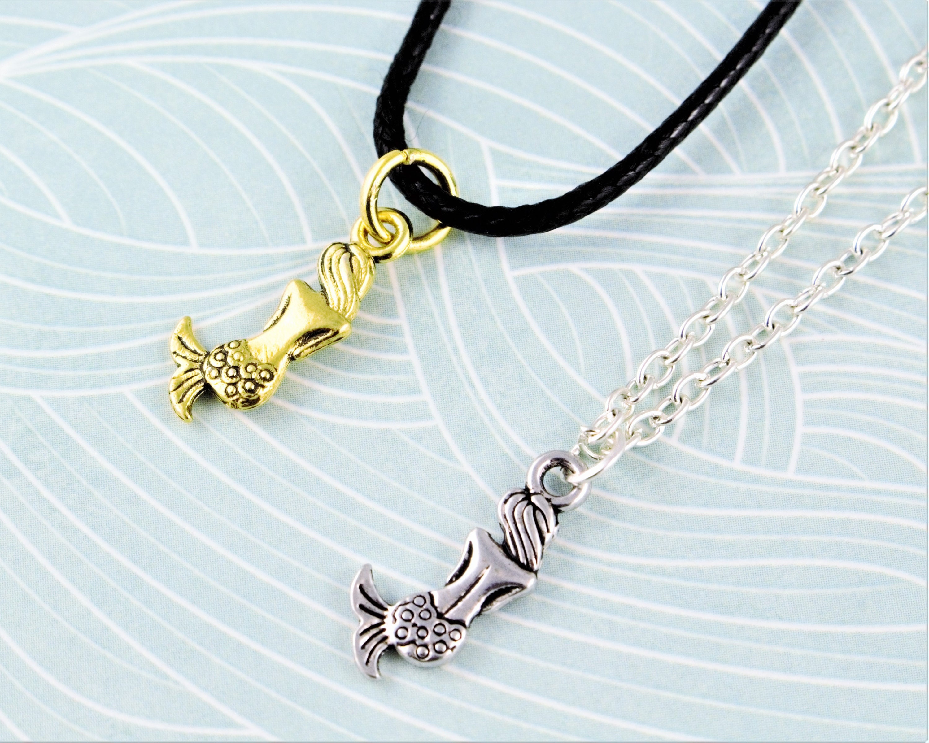 Mermaid Necklace Silver Or Gold Dainty Charm Necklace Fairy | Etsy