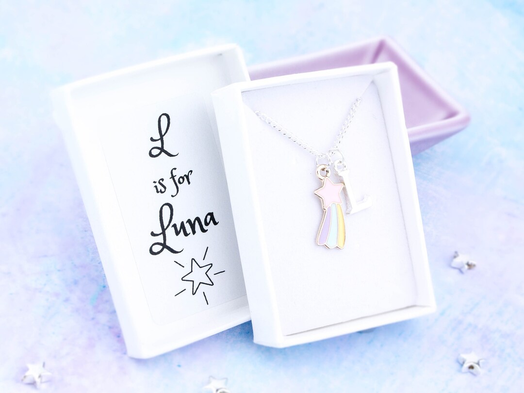 Shooting Star Necklace, Personalised Gift, Girls Pastel Jewellery, Kids ...