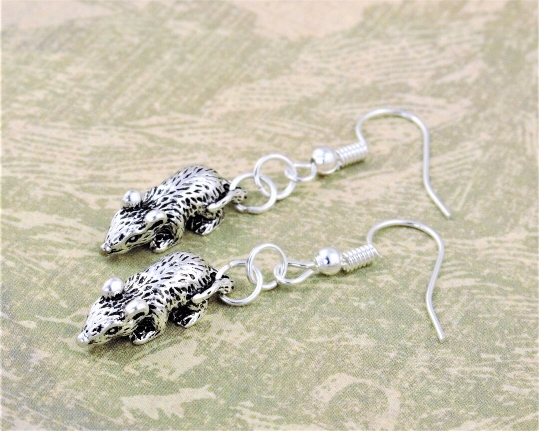 Rat Earrings, Mouse Earrings, Dangle Charm Earrings, Rodent Jewellery ...