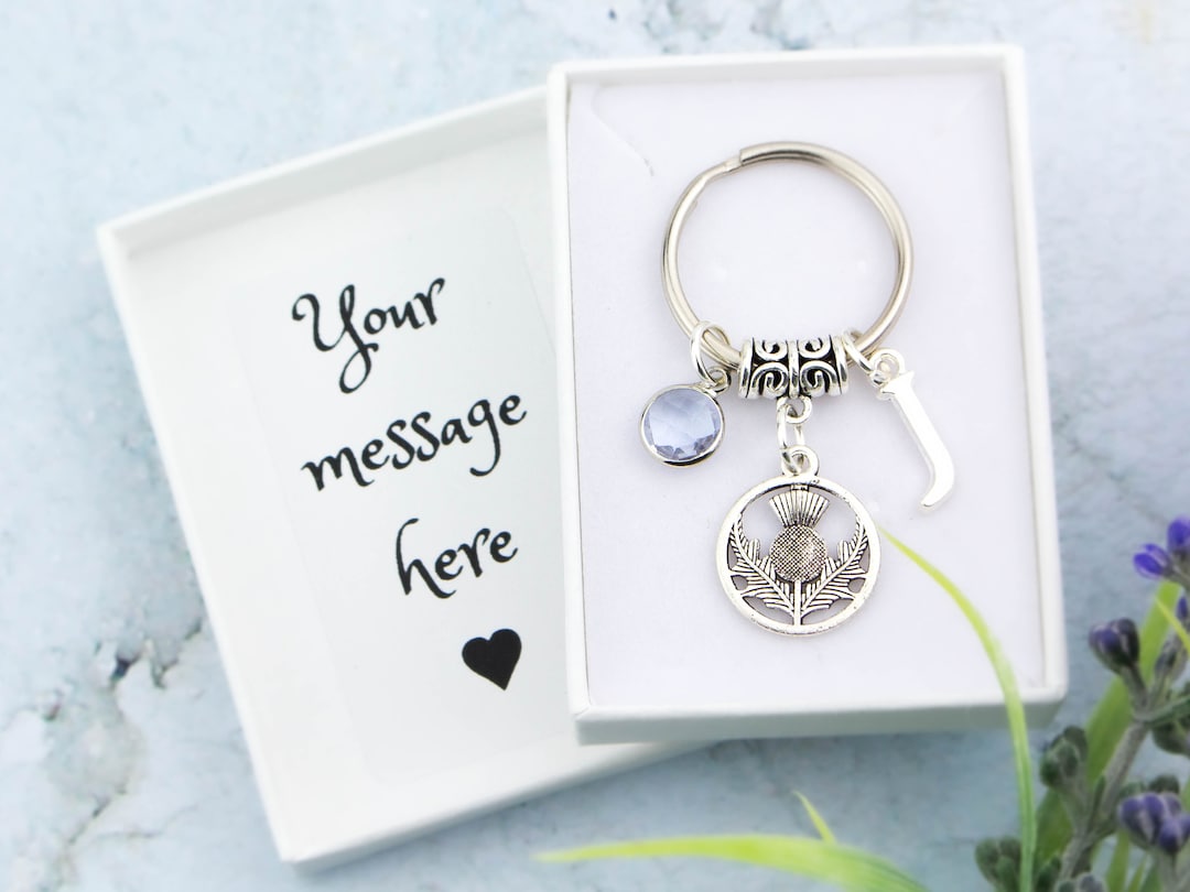 Thistle Keyring, Personalised Gift, Scottish Keychain, Scotland Gifts ...