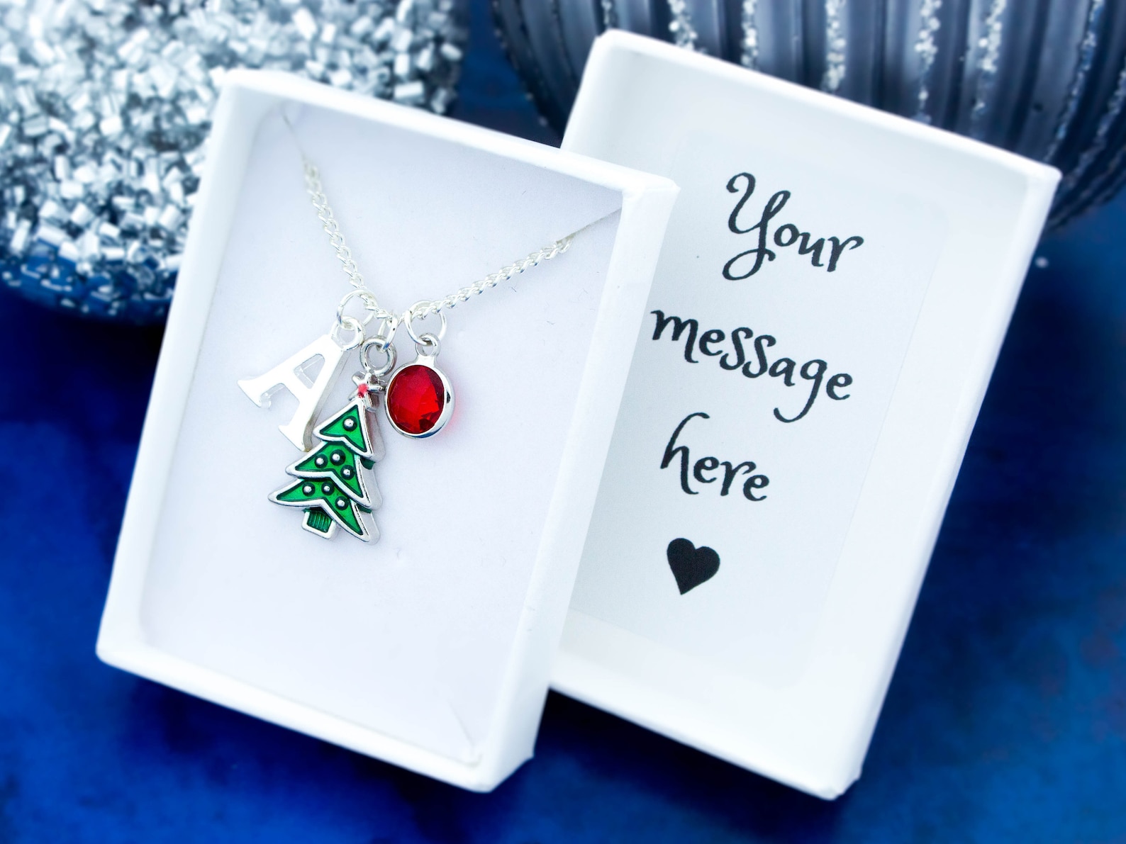 Christmas Tree Necklace Personalised Gift Festive Jewellery - Etsy UK